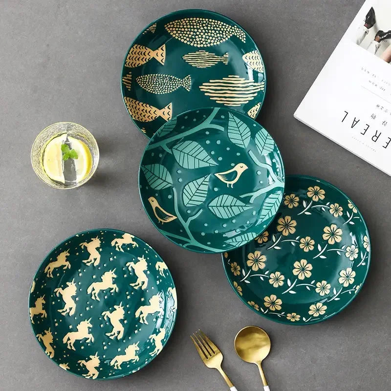 Axya Nordic Fruit Ceramic Plate Set - Elegant Round Tableware for Home ...
